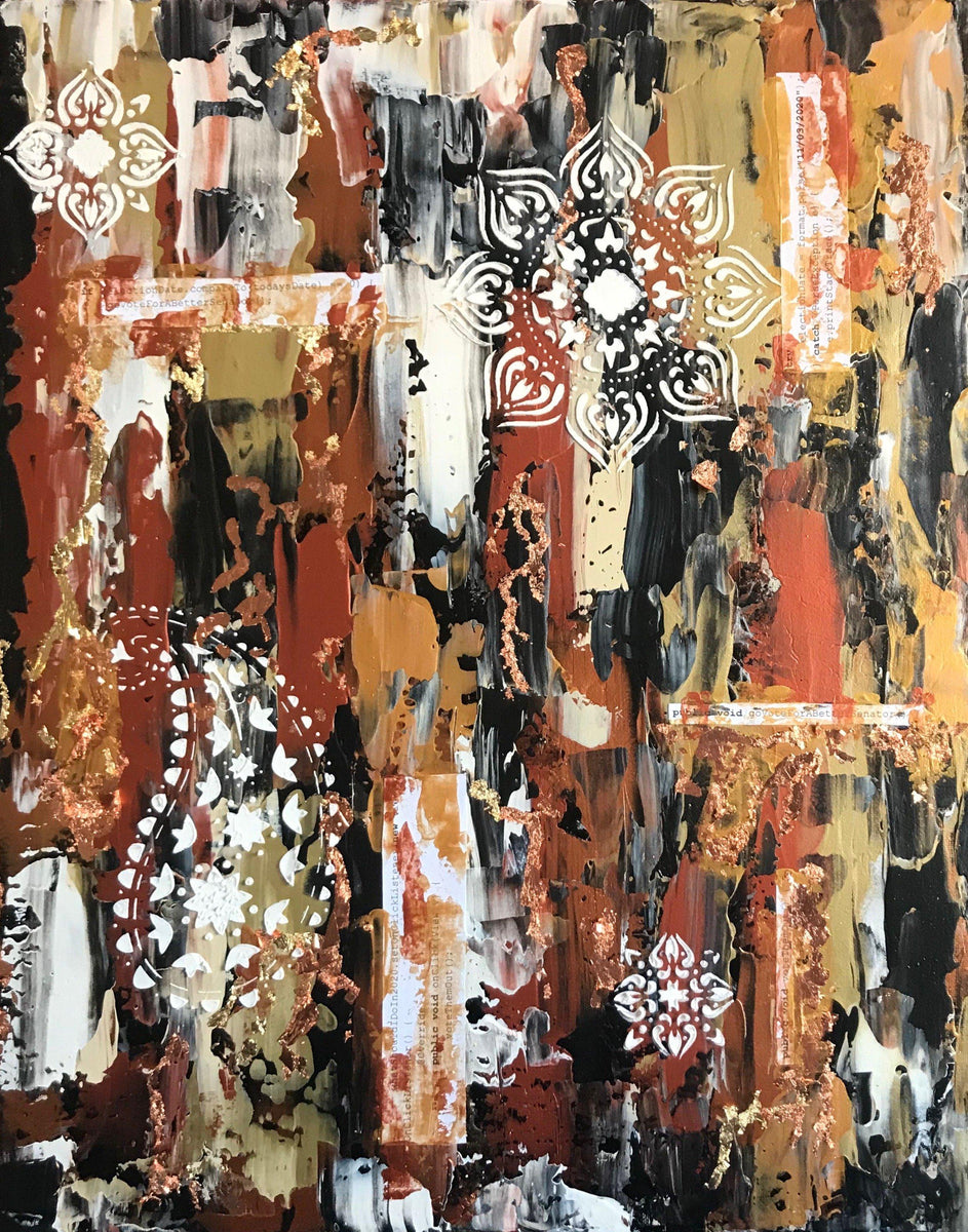 Original painting - political abstract art with code encouraging votin ...